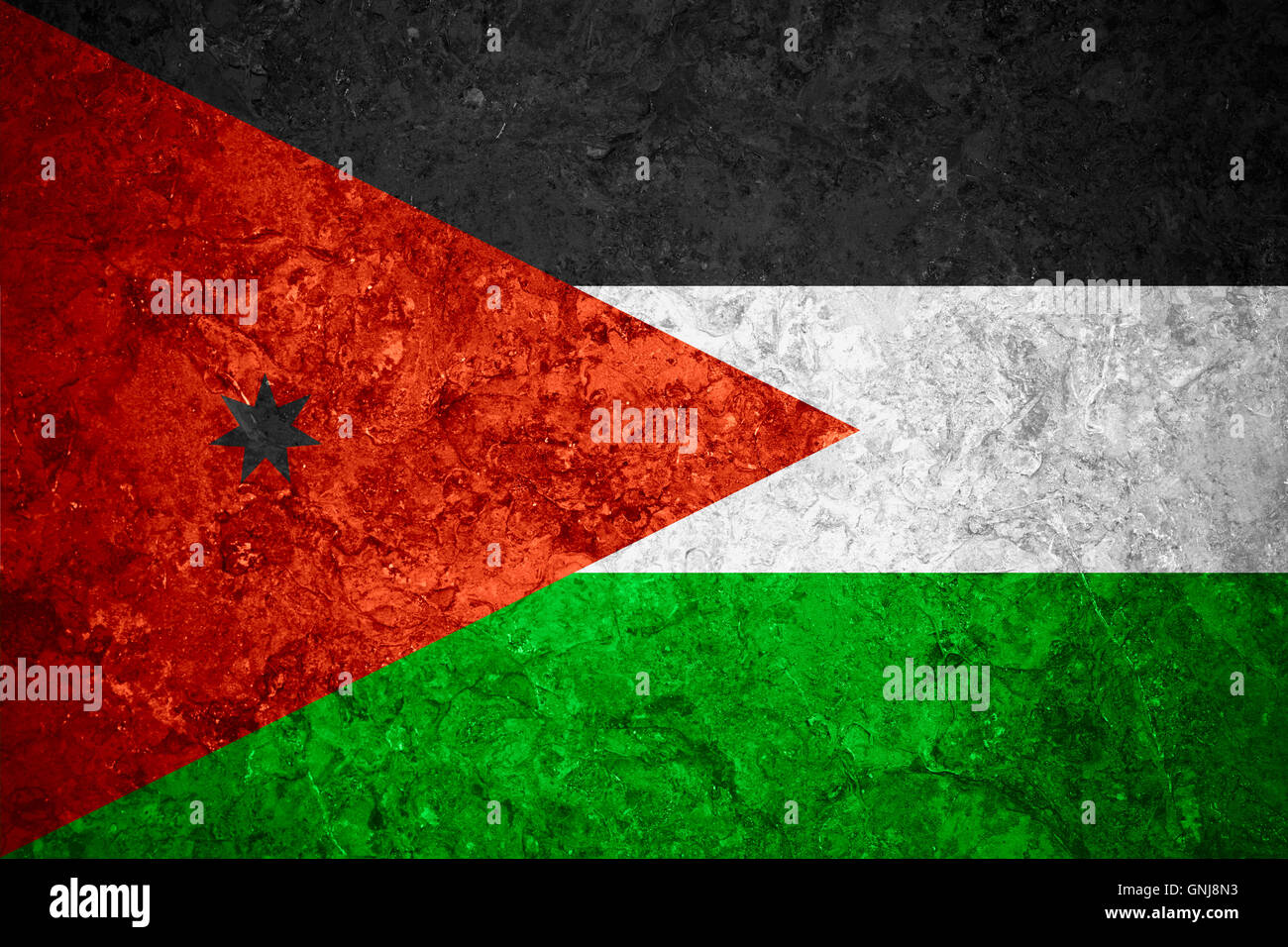 flag of Jordan or Jordanian banner on vintage background Stock Photo ...