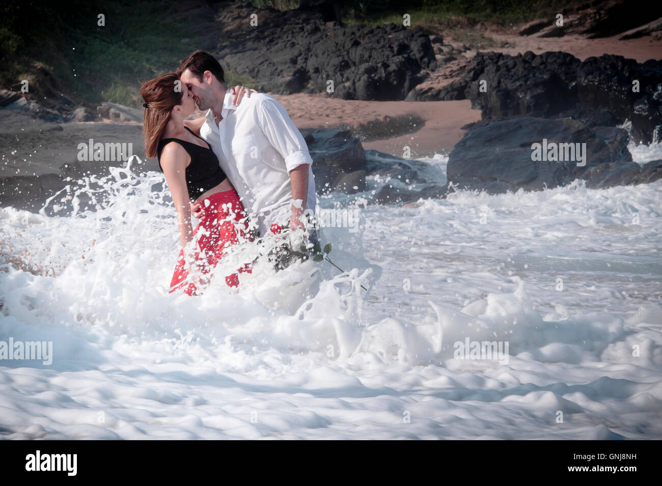 Romance Engagement Couple Love Beach Ocean Lovers Releationship Stock ...