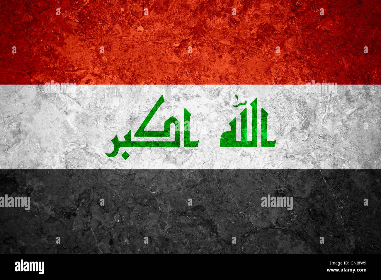 flag of Iraq or Iraqi banner on vintage background Stock Photo - Alamy