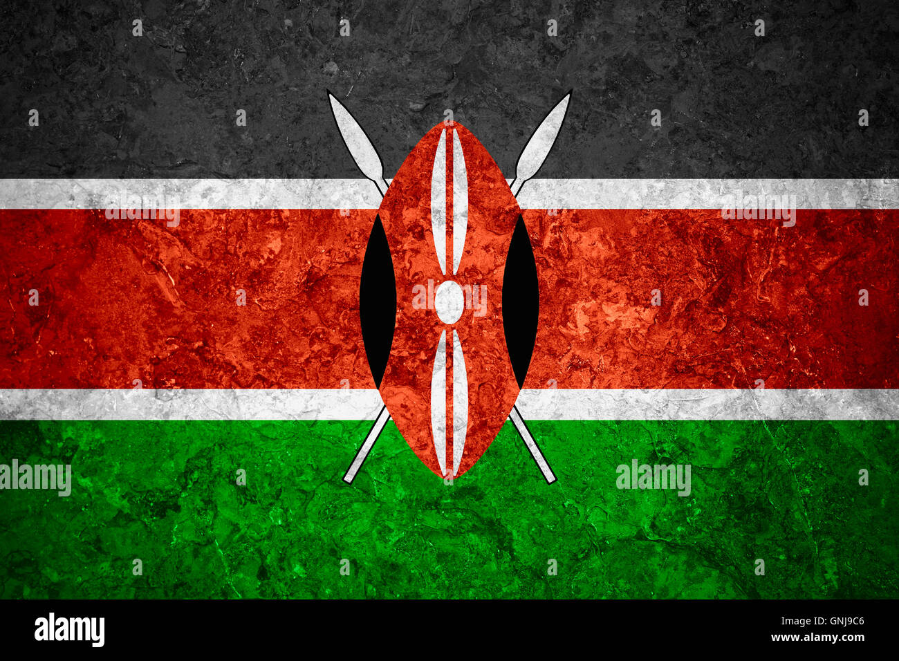 flag of Kenya or Kenyan banner on vintage background Stock Photo - Alamy