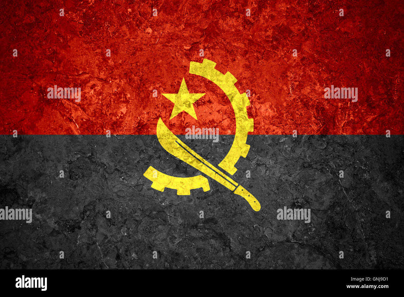 flag of Angola or Angolan banner on vintage background Stock Photo - Alamy
