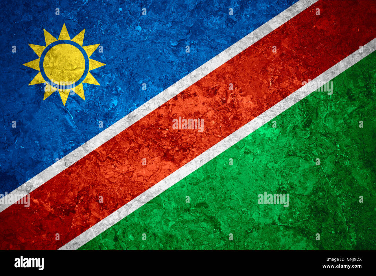 flag of Namibia or Namibian banner on vintage background Stock Photo ...