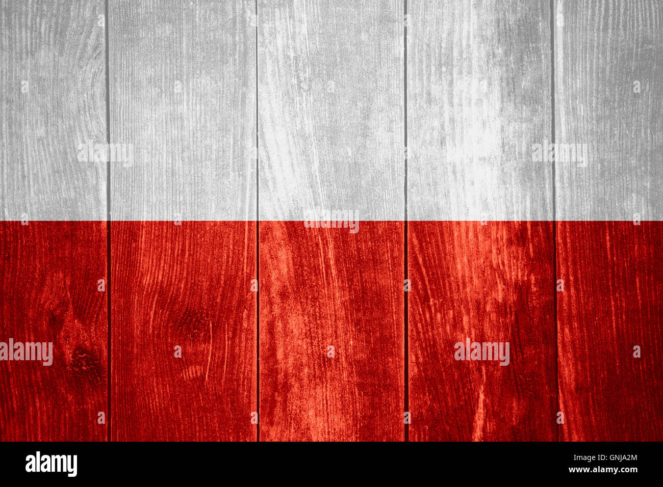 flag of Poland or Polish banner on wooden background Stock Photo - Alamy