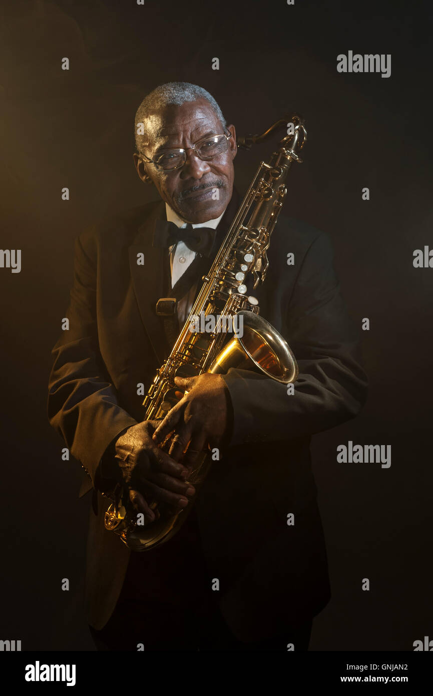 African American Saxophonist Sax Jazz Music Stock Photo - Alamy