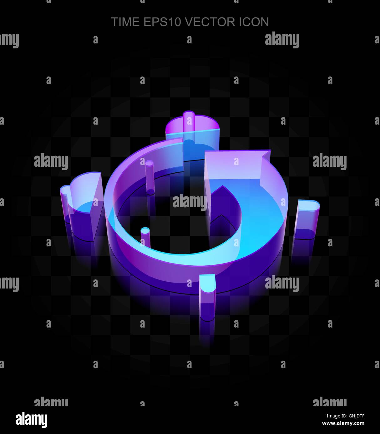 Timeline icon: 3d neon glowing Alarm Clock made of glass, EPS 10 vector ...