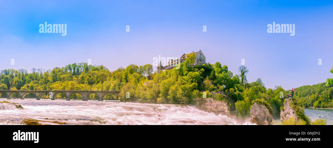 Panorama of the Rhine waterfall on the side Stock Photo - Alamy