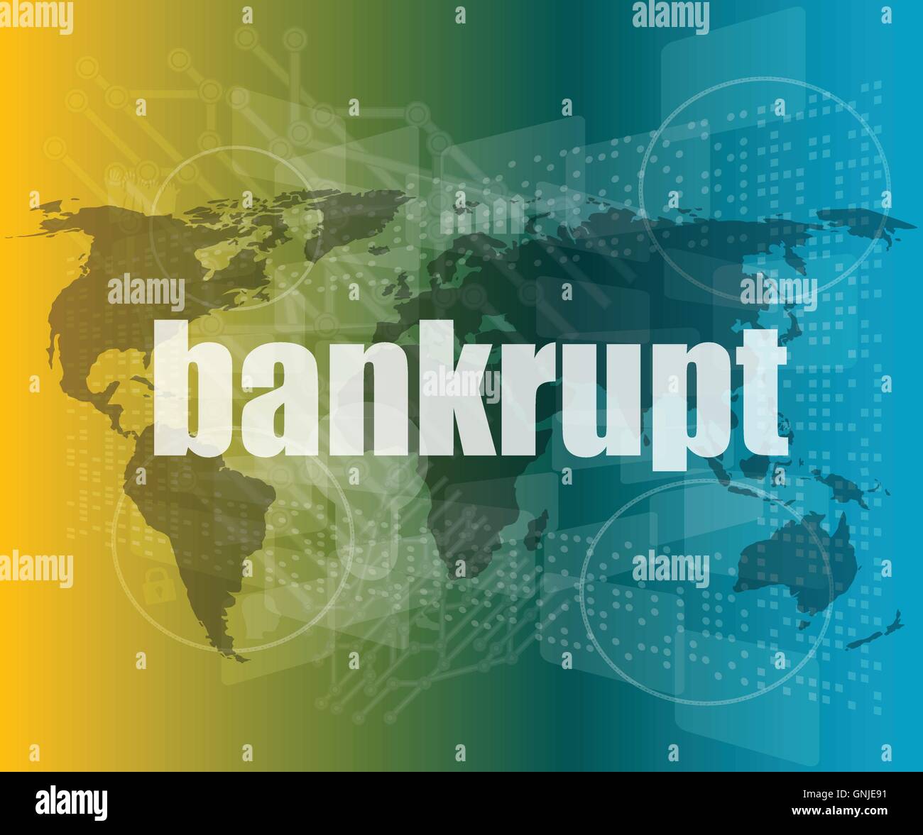 bankrupt word on touch screen, modern virtual technology background ...