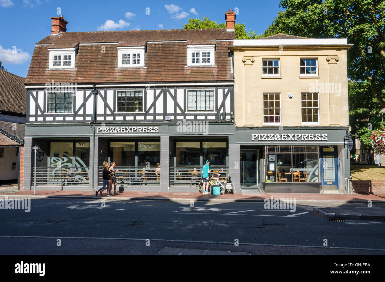 A Pizza Express on St Mary's Butts in Reading, Berkshire Stock Photo ...