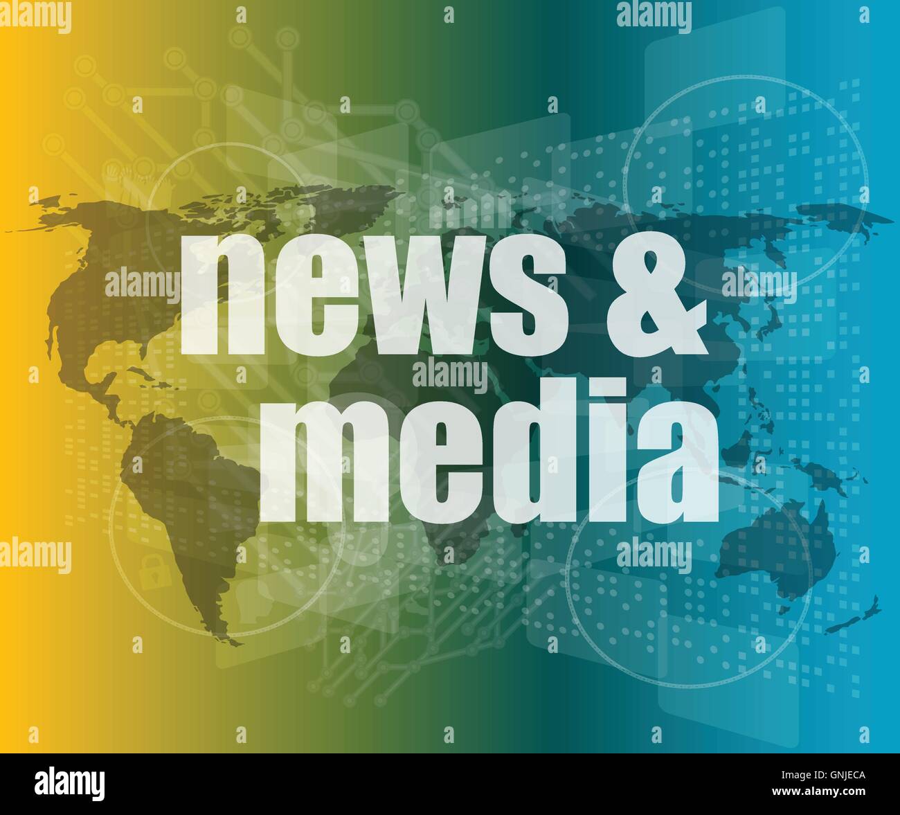 News and press concept: words News and media on digital screen vector ...