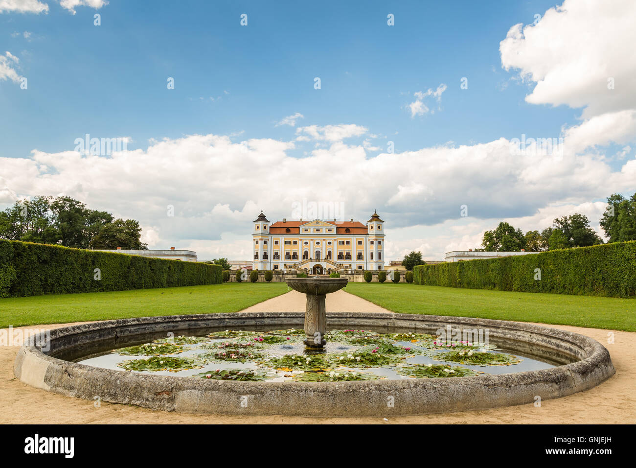 Baroque park the chateau Milotice in Moravia, Czech republic Stock ...
