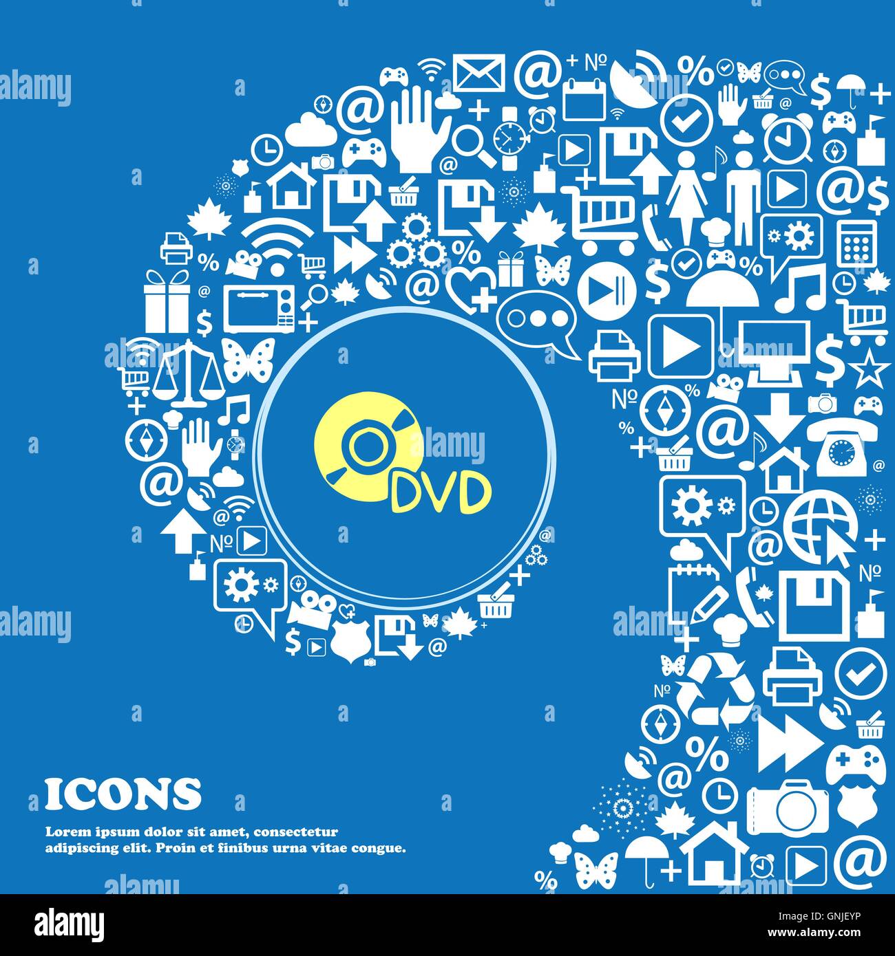 dvd sign symbol. Nice set of beautiful icons twisted spiral into the ...