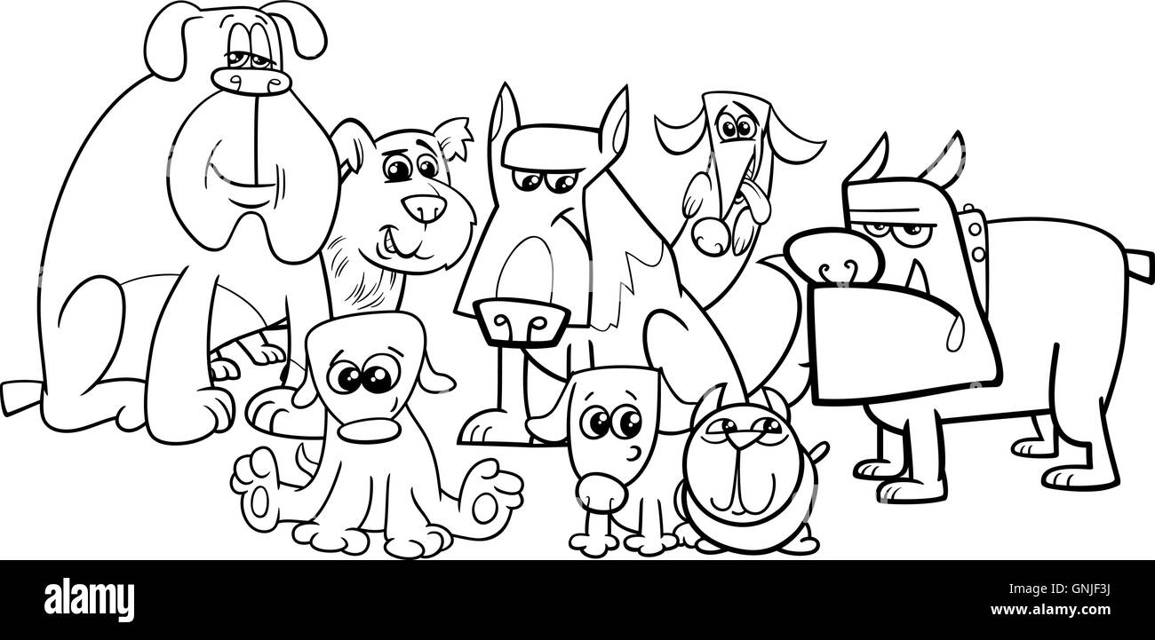 dogs group coloring book Stock Vector Image & Art - Alamy