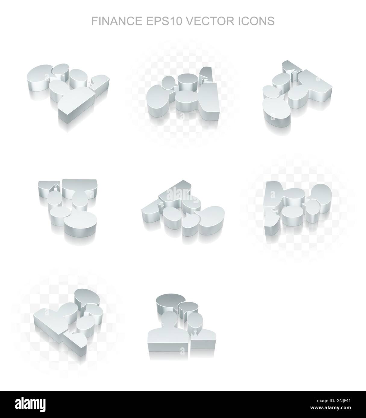 Finance icons set: different views of metallic Business Meeting ...