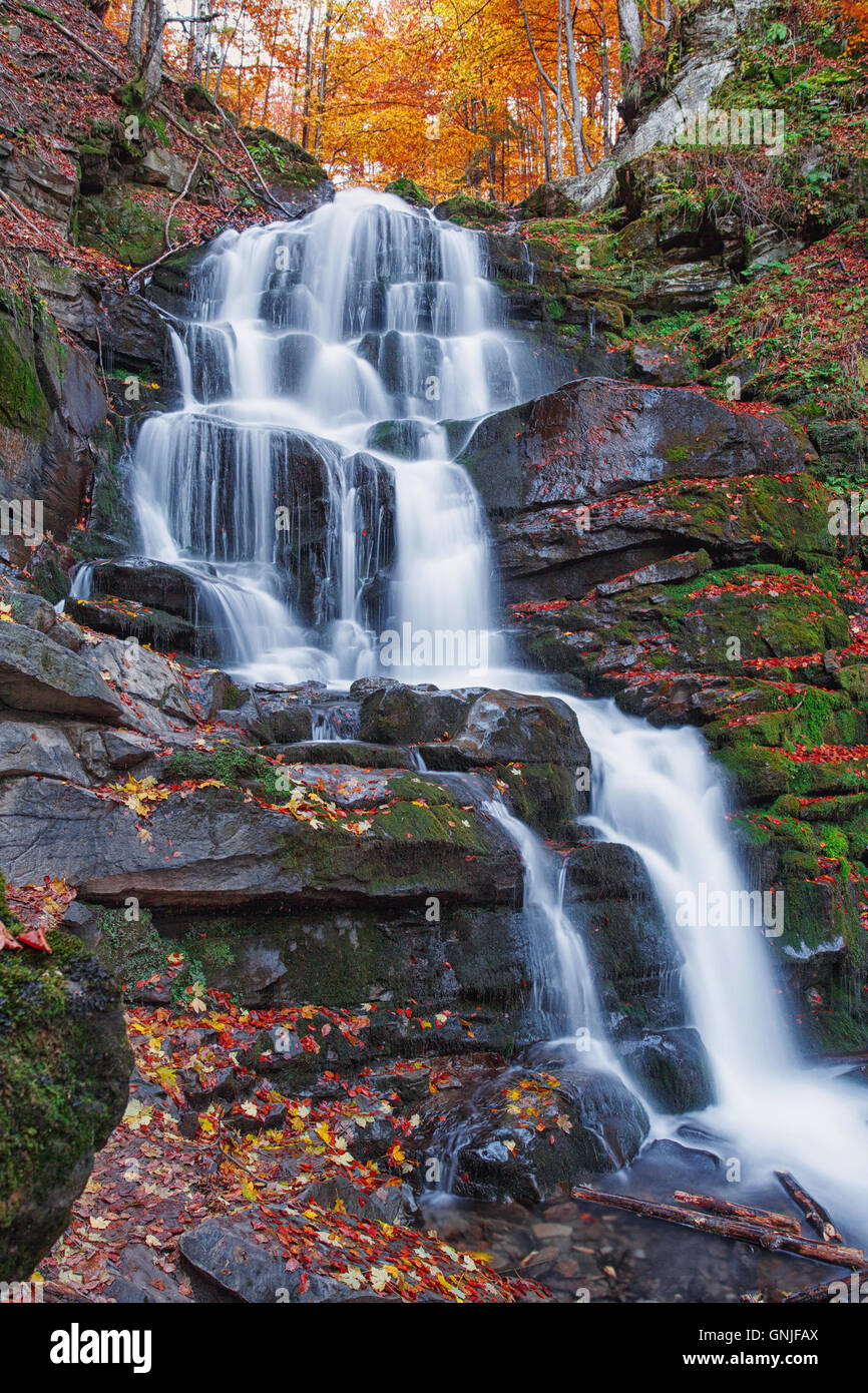 rocky Waterfall in Autumn forest Stock Photo - Alamy