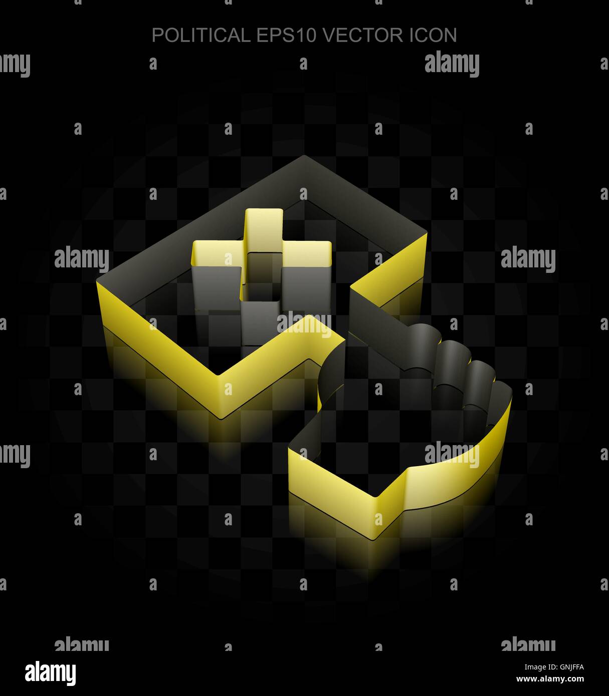 Political icon: Yellow 3d Protest made of paper, transparent shadow ...