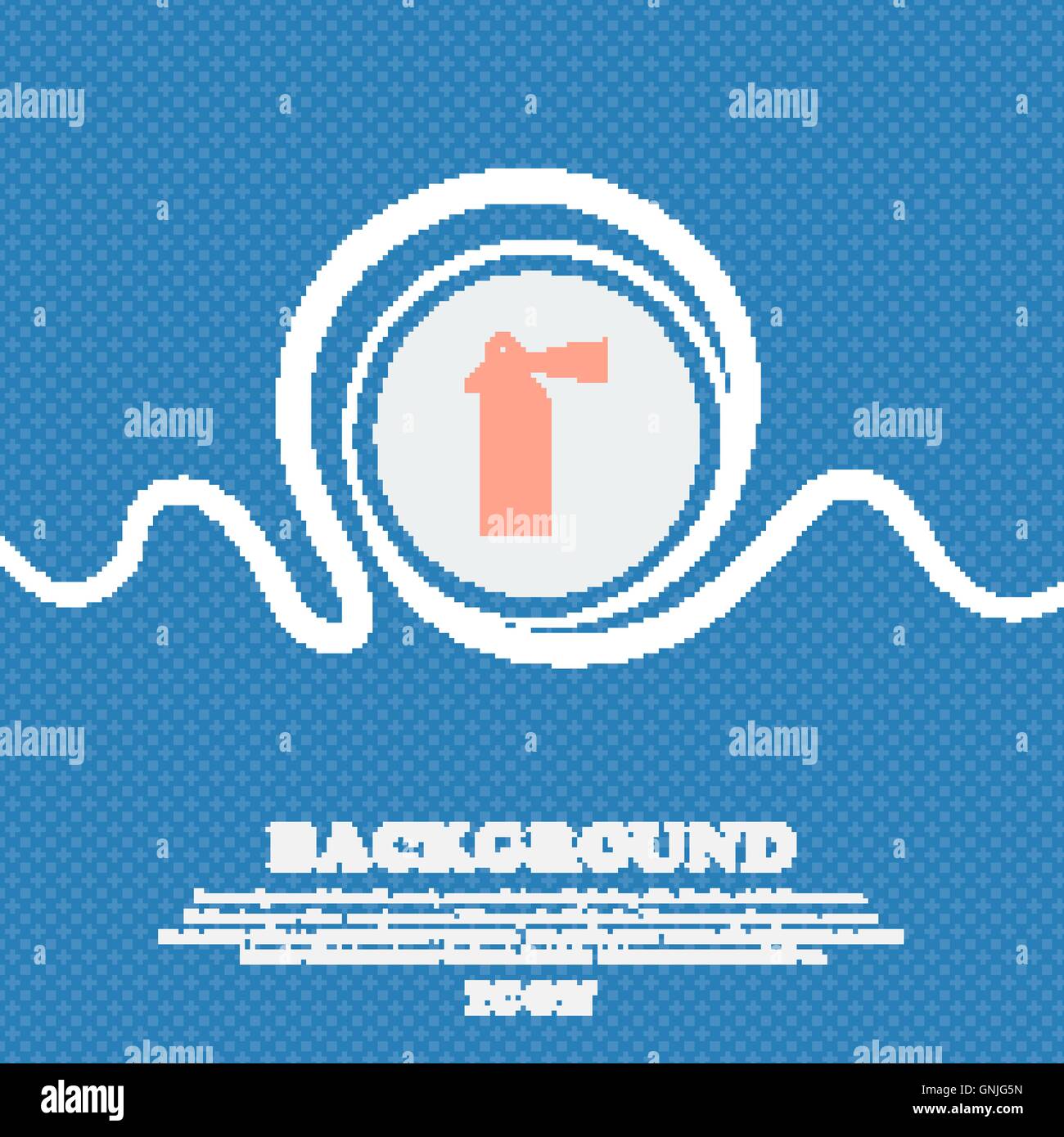fire extinguisher sign icon. Blue and white abstract background flecked ...