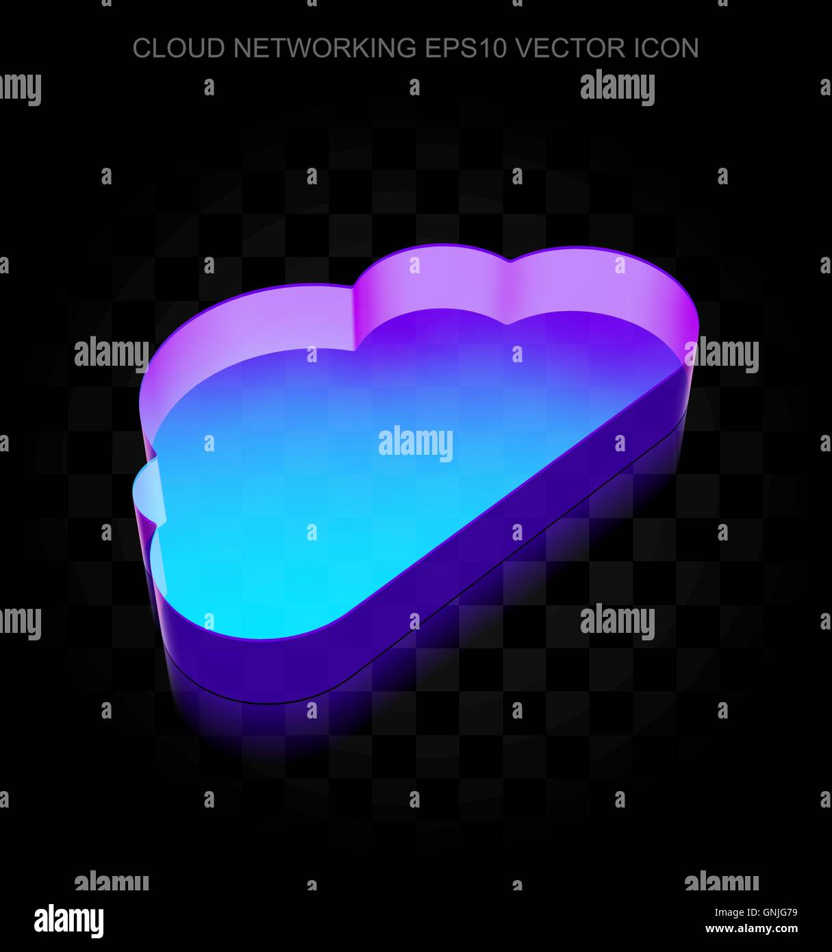Cloud technology icon: 3d neon glowing Cloud made of glass, EPS 10 ...