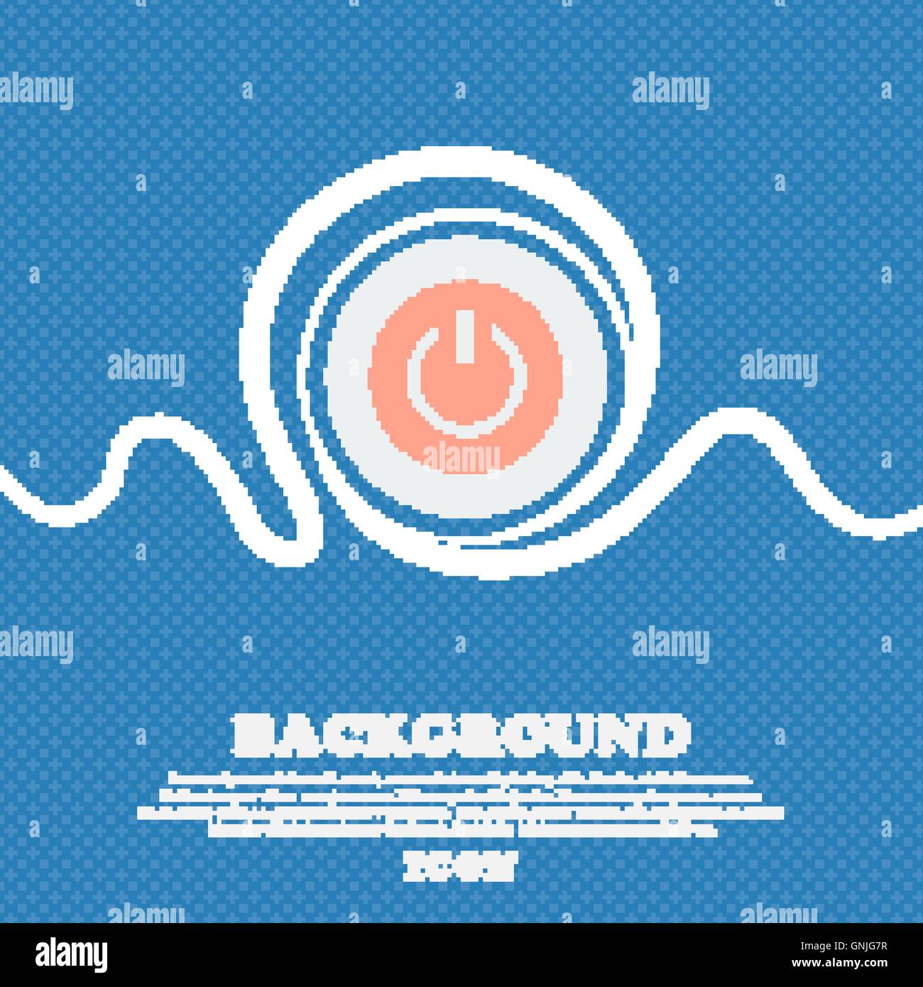 Power, Switch on, Turn on sign icon. Blue and white abstract background ...