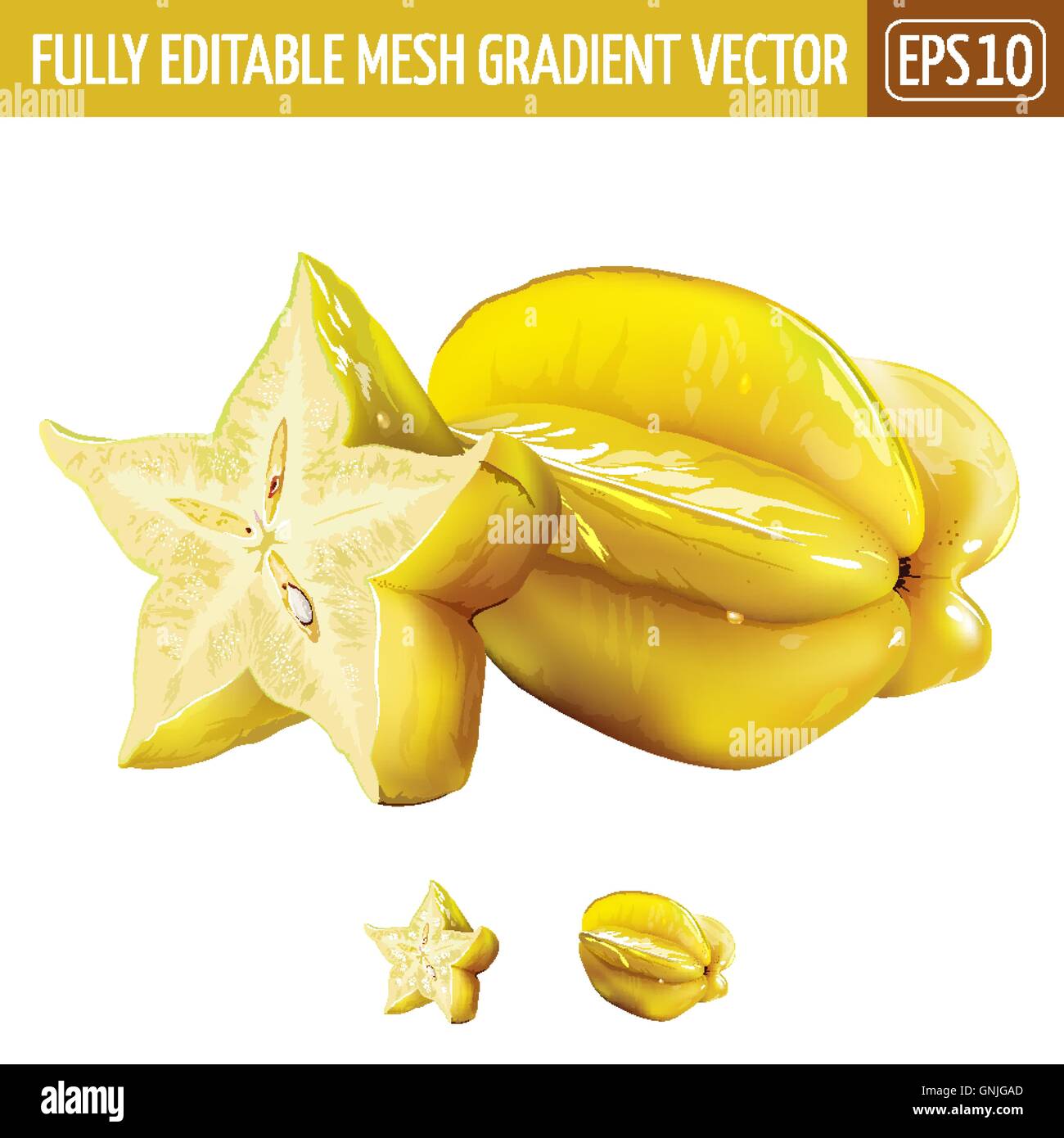 Carambola, starfruit on white background. Vector illustration Stock ...