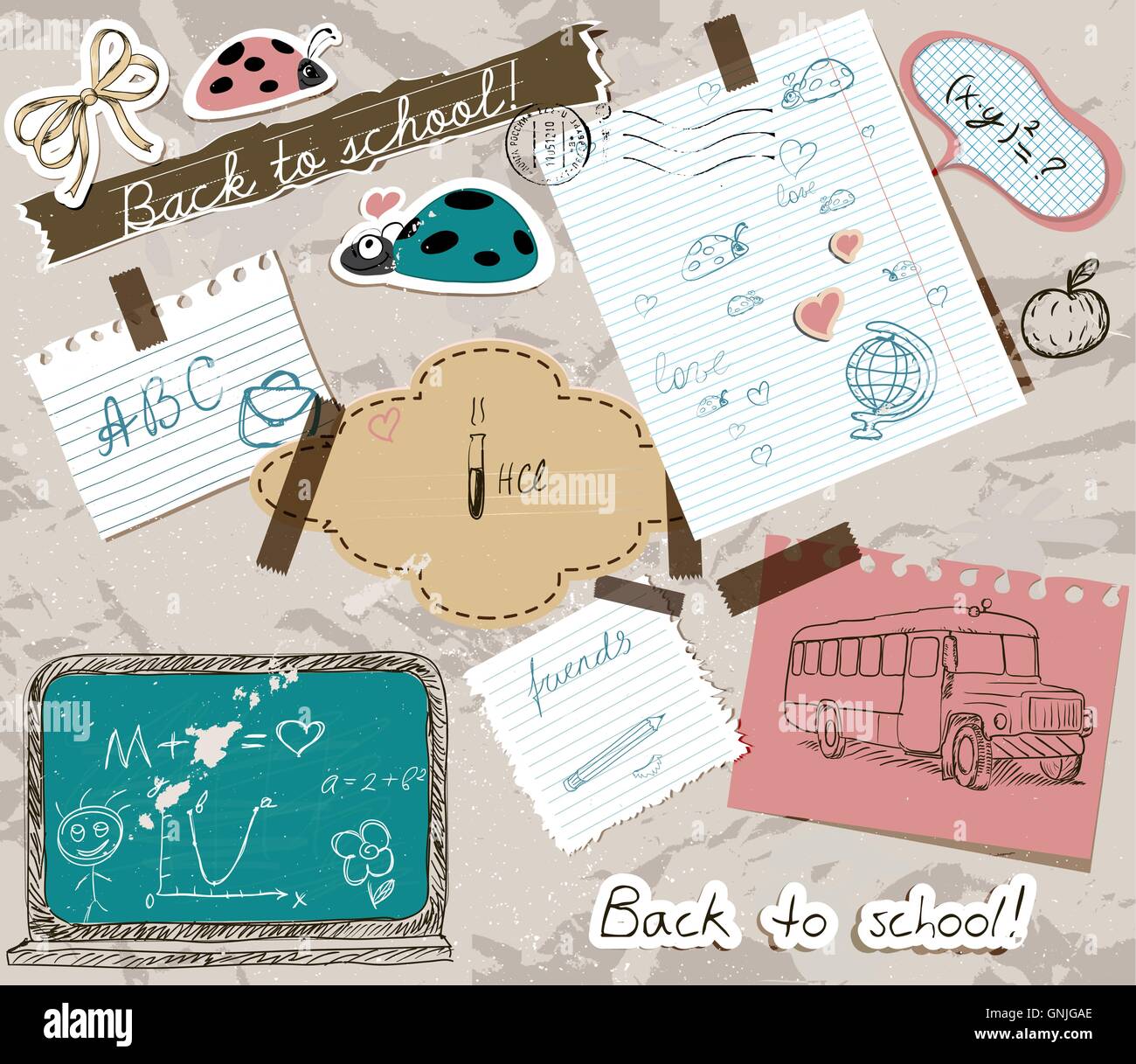 scrapbooking set with school elements Stock Vector Image & Art - Alamy