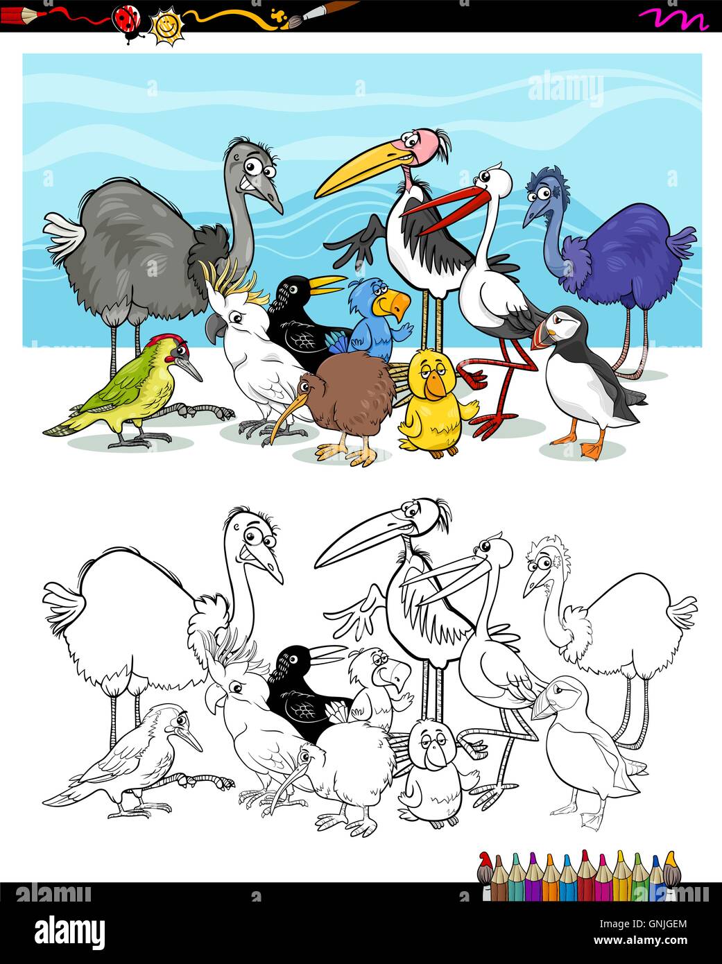 cartoon birds for coloring Stock Vector Image & Art - Alamy