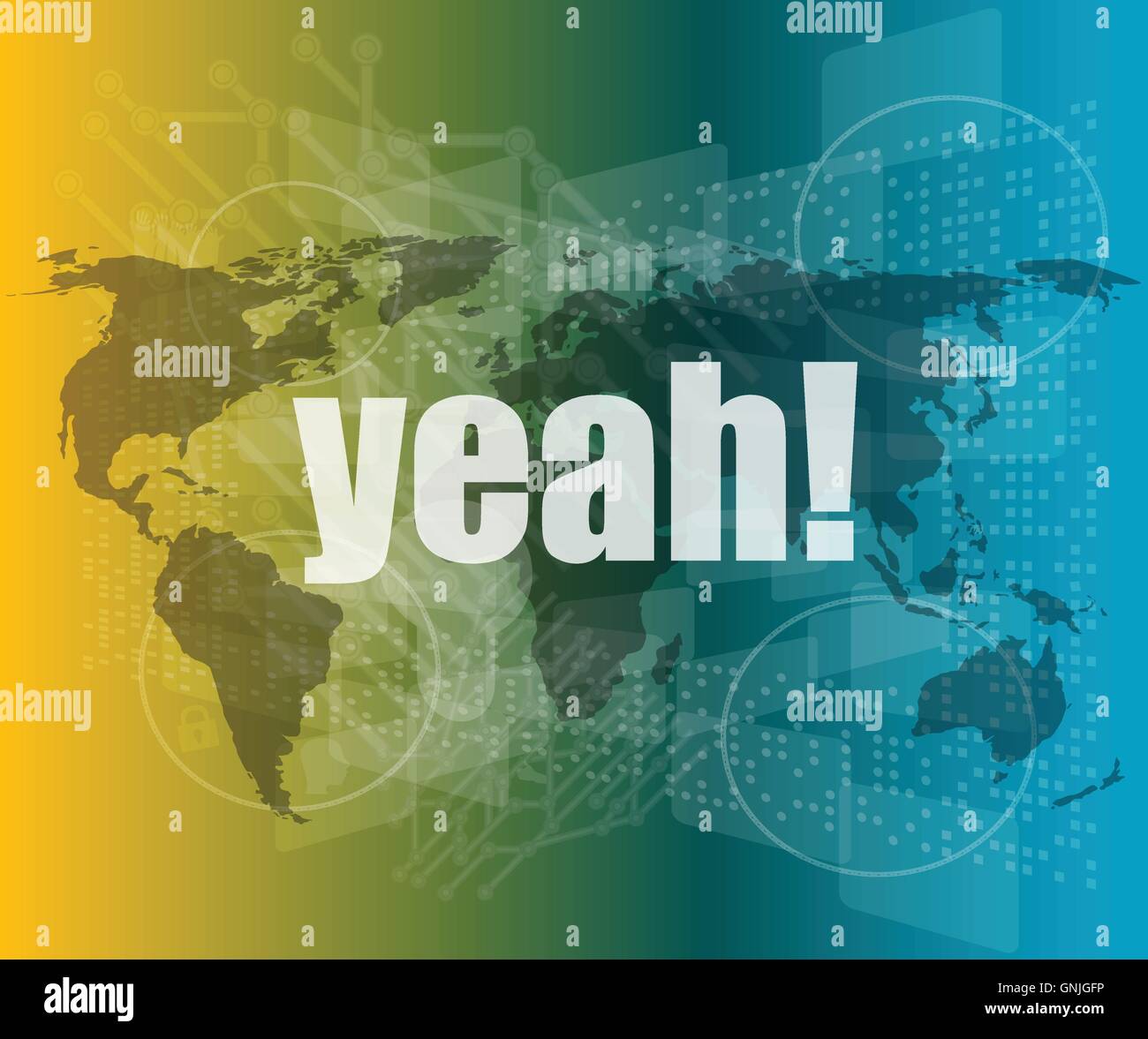 business concept: word yeah on digital screen vector quotation marks ...