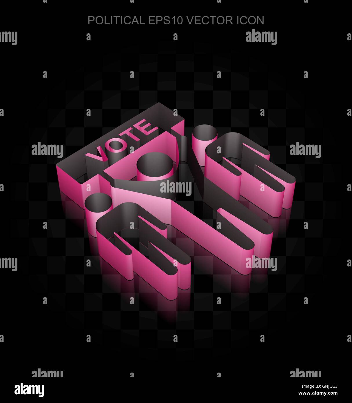 Political icon: Crimson 3d Election Campaign made of paper, transparent ...