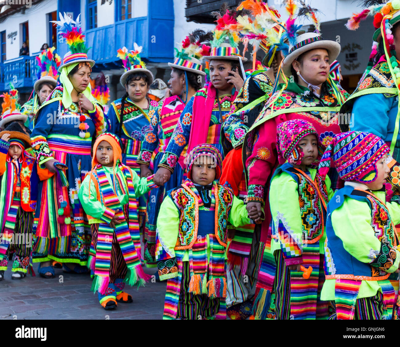 Cusco, Peru - May 13: Native people of Cusco dressed in colorful ...