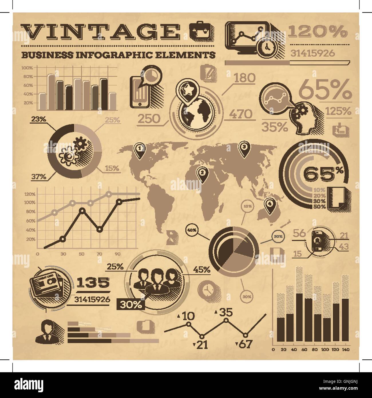 Vintage Business Infographic Elements Stock Vector Image & Art - Alamy
