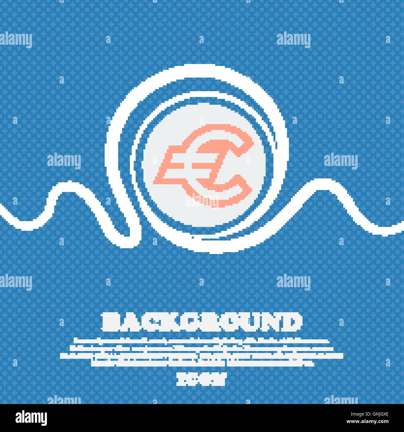 Euro EUR sign icon. Blue and white abstract background flecked with ...