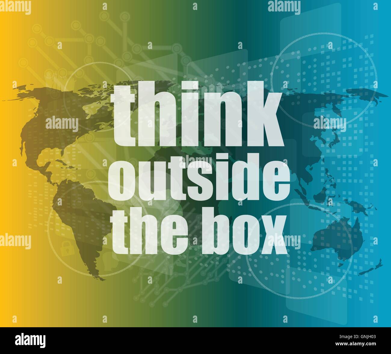 think outside the box words on digital touch screen vector quotation ...