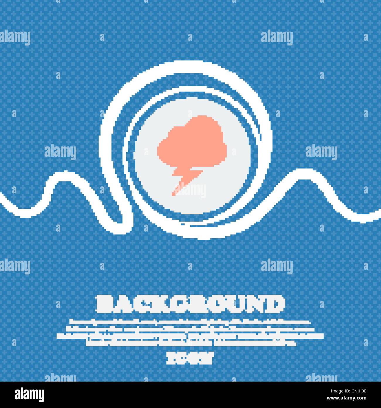 storm sign icon. Blue and white abstract background flecked with space ...