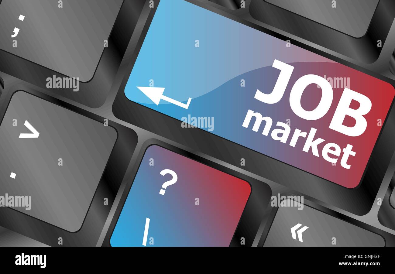 Job market key on the computer keyboard . keyboard keys. vector ...
