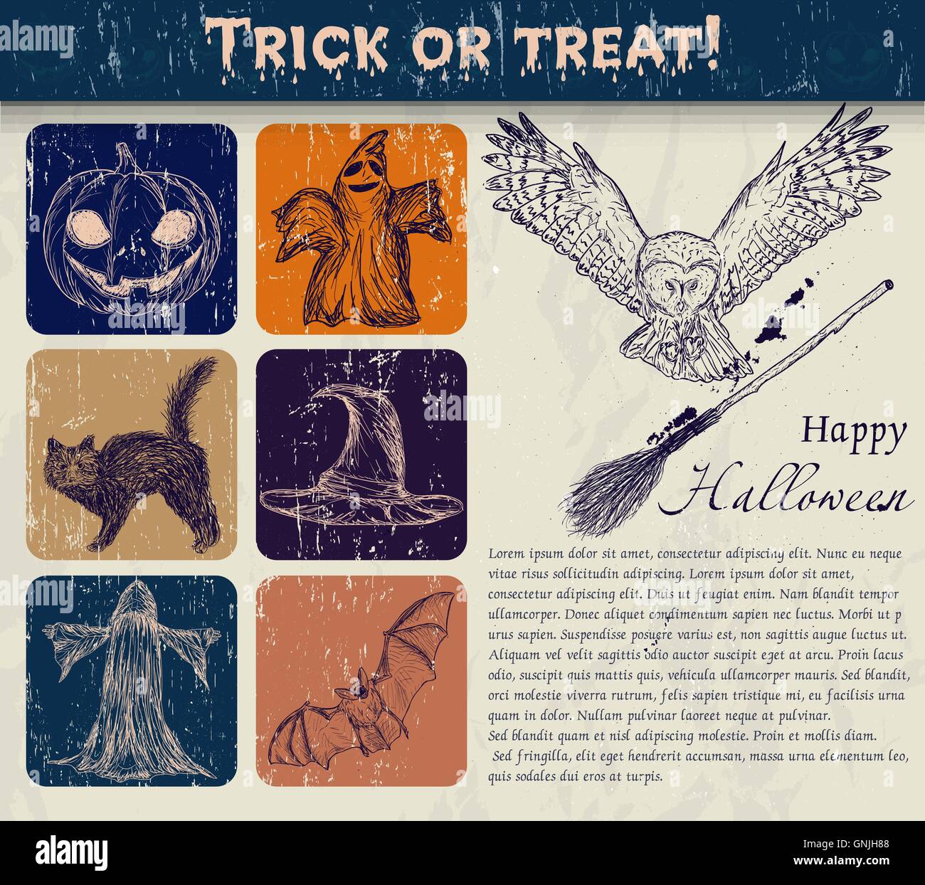 Vintage halloween poster hi-res stock photography and images - Alamy