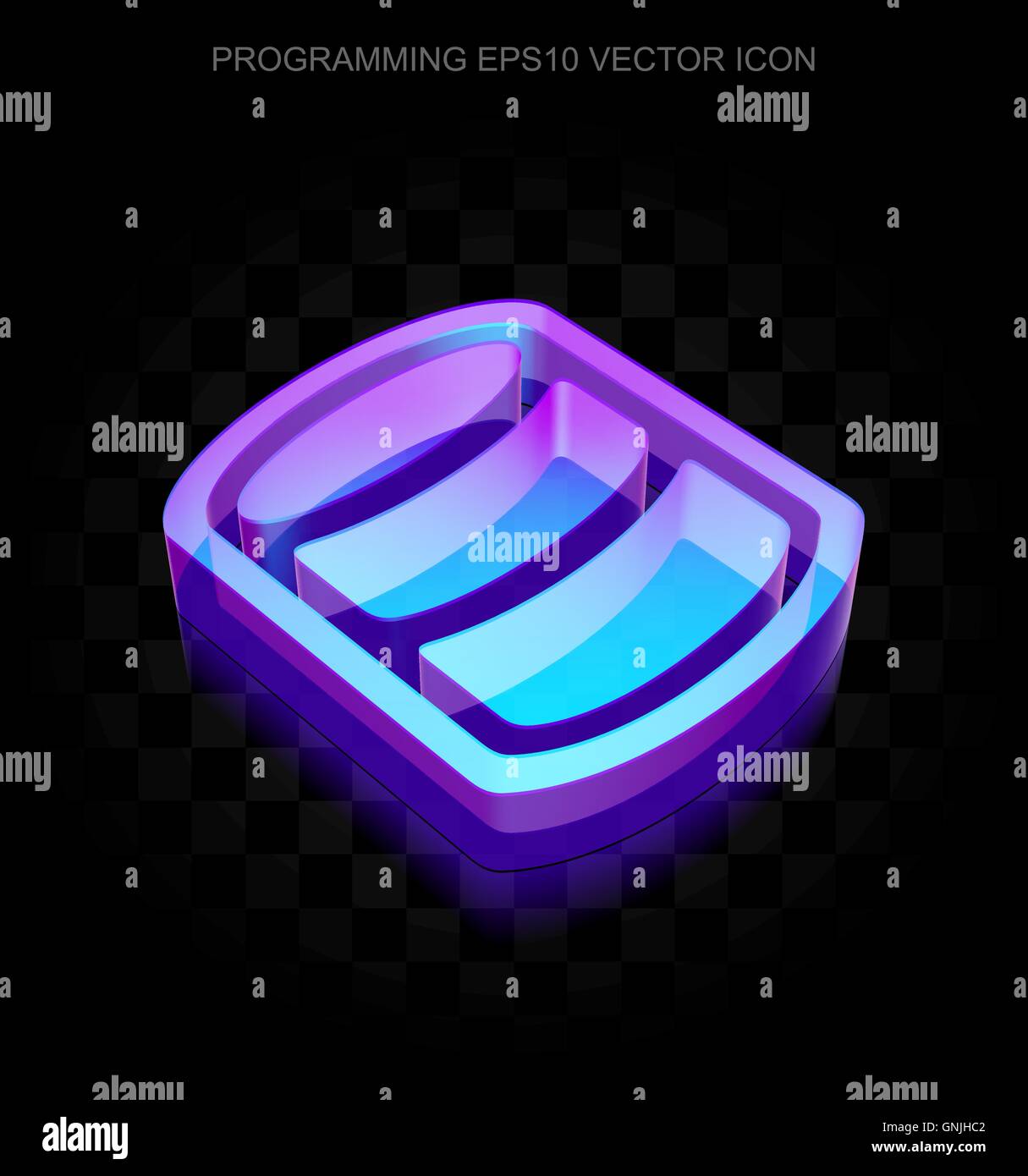 Programming icon: 3d neon glowing Database made of glass, EPS 10 vector ...