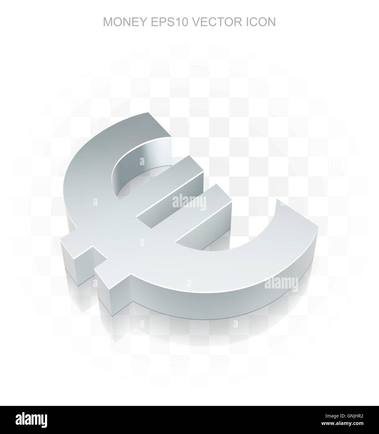 Currency icon: Flat metallic 3d Euro, transparent shadow, EPS 10 vector ...