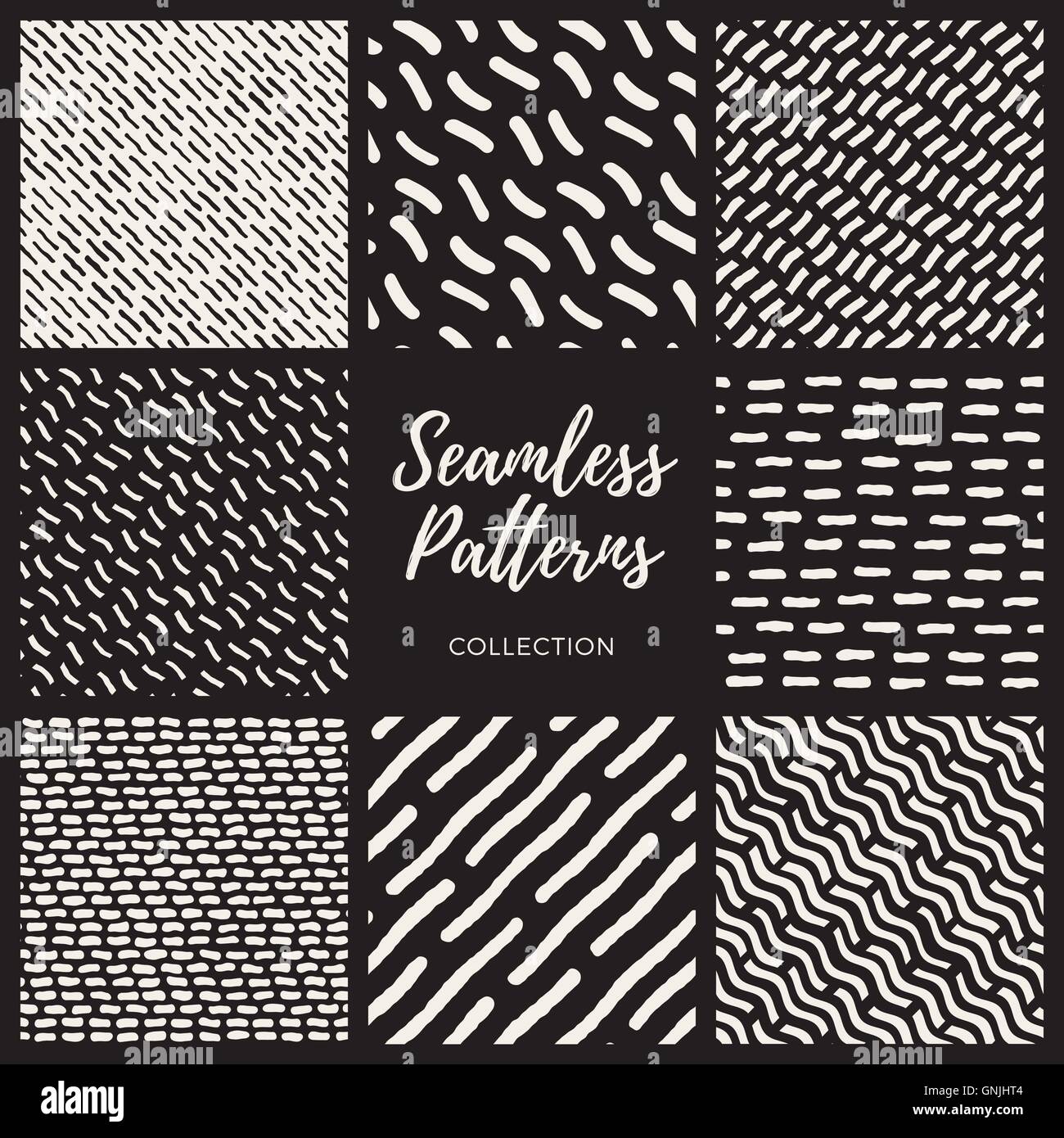 Set of Eight Vector Seamless Lines Patterns Collection Stock Vector ...