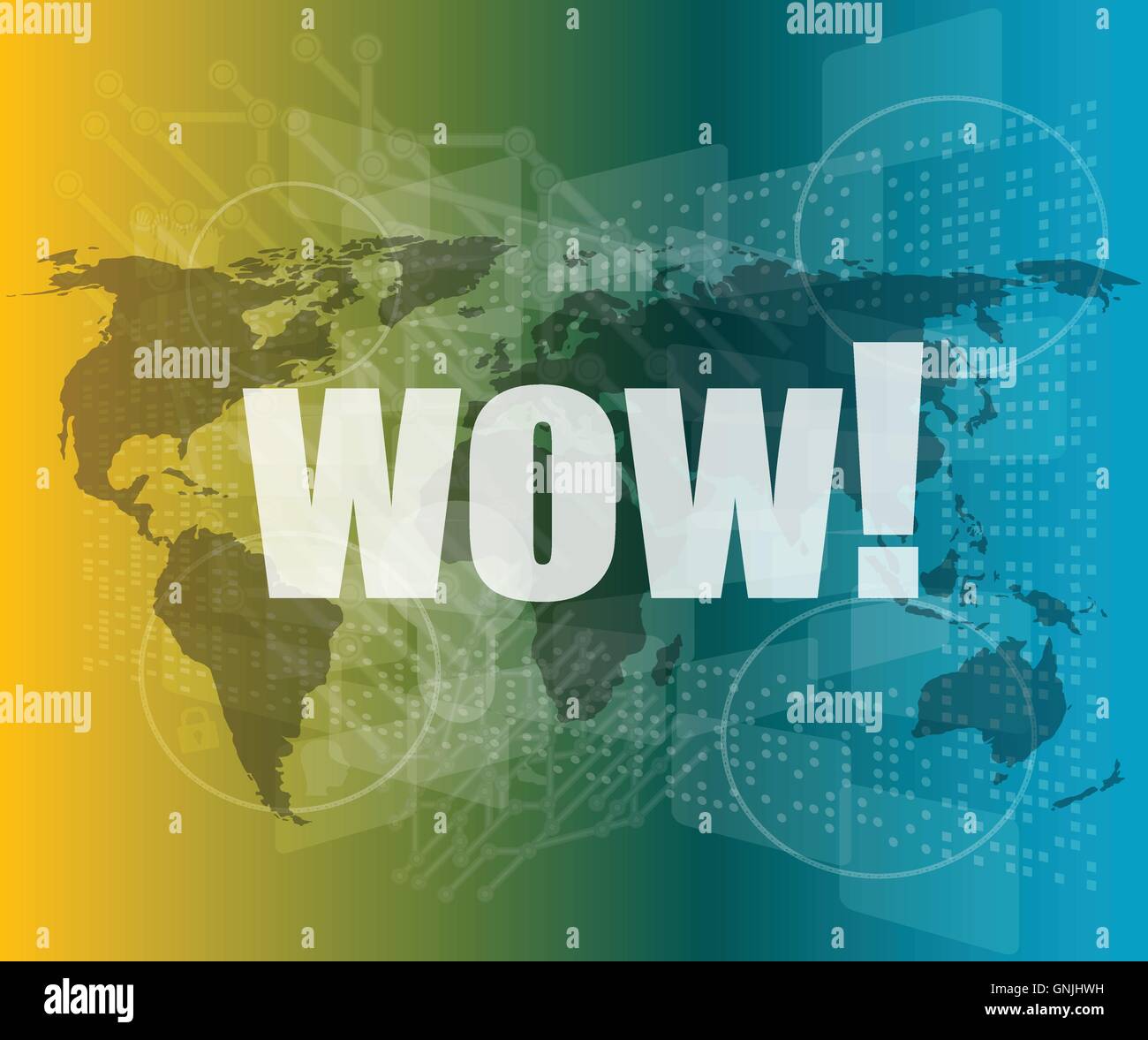 wow word on digital screen, global communication concept vector ...