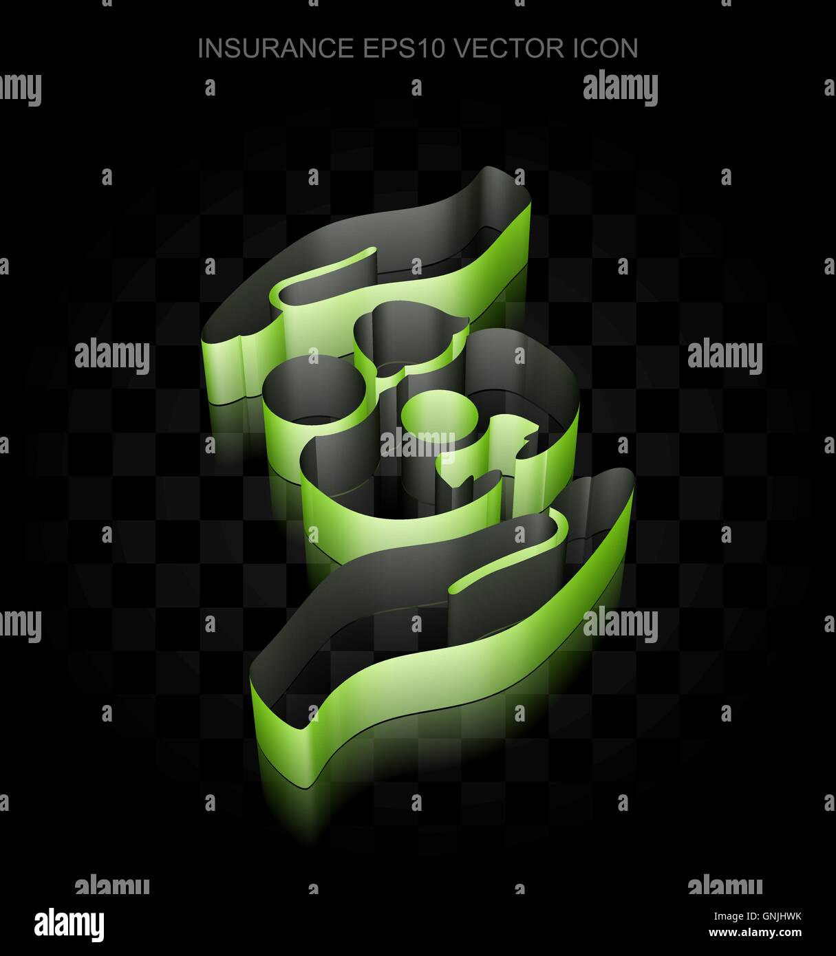 Insurance icon: Green 3d Family And Palm made of paper, transparent ...