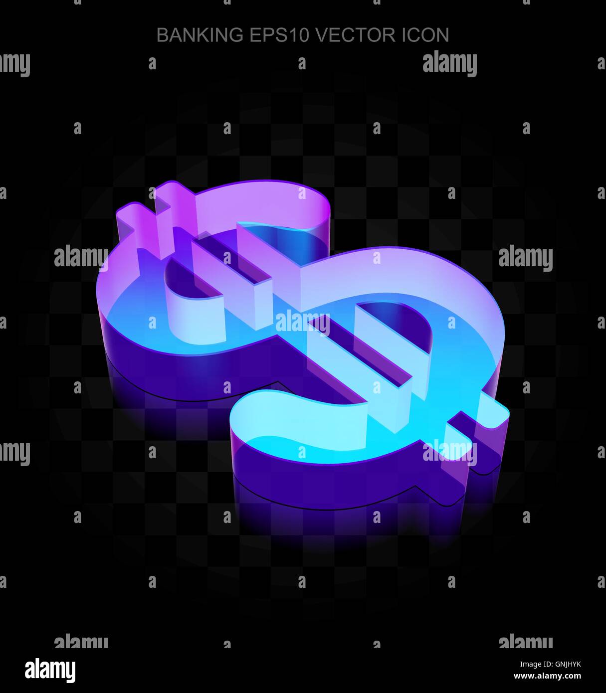 Money icon: 3d neon glowing Dollar made of glass, EPS 10 vector Stock ...