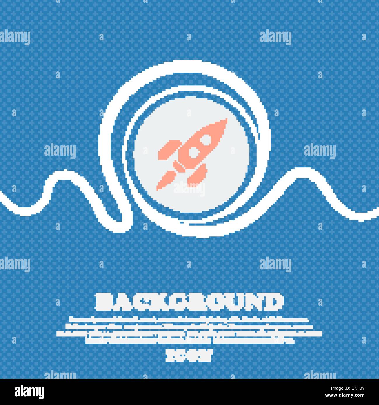 Rocket sign icon. Blue and white abstract background flecked with space ...