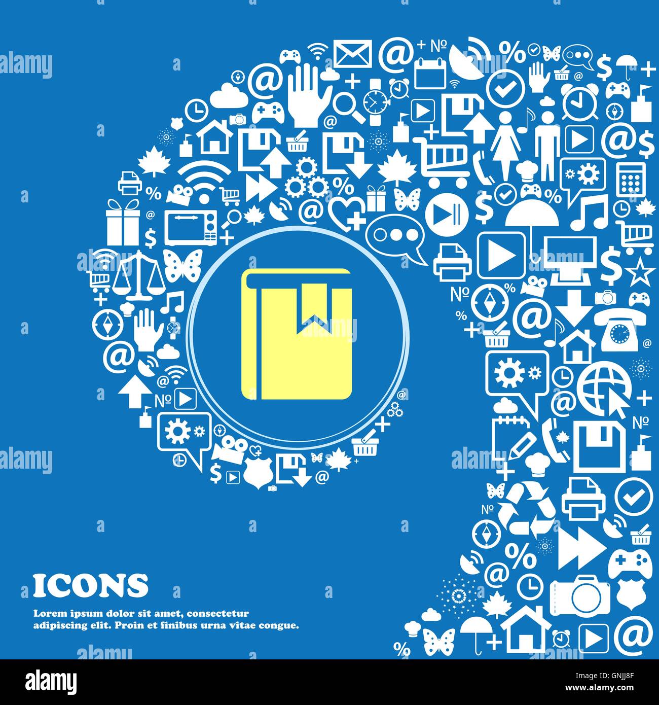 Book bookmark icon . Nice set of beautiful icons twisted spiral into ...