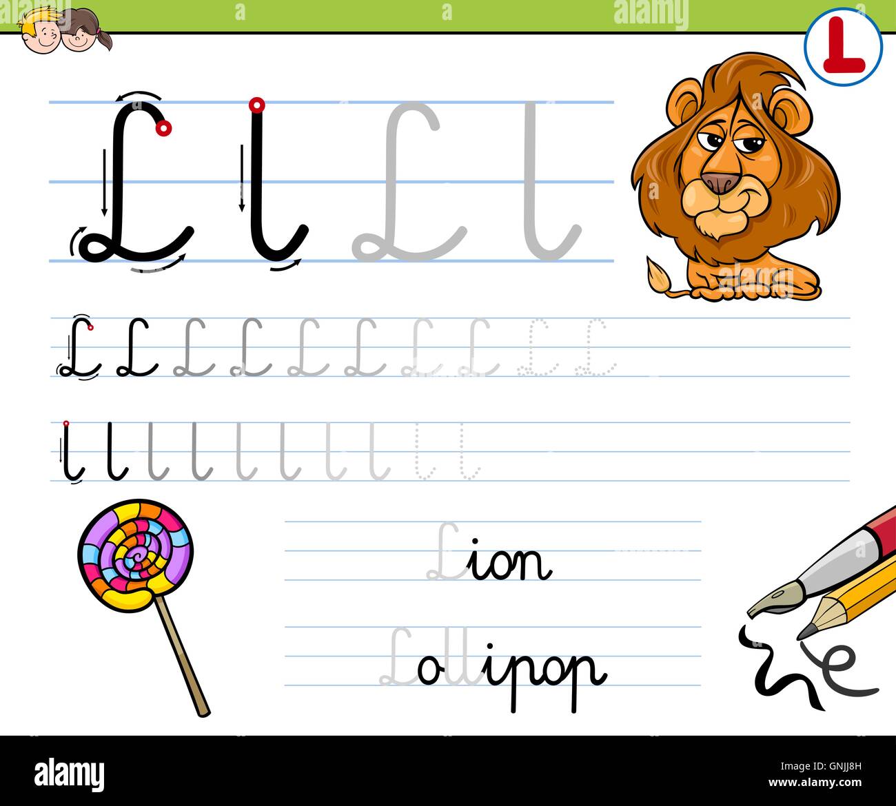 how to write letter l Stock Vector Image & Art - Alamy