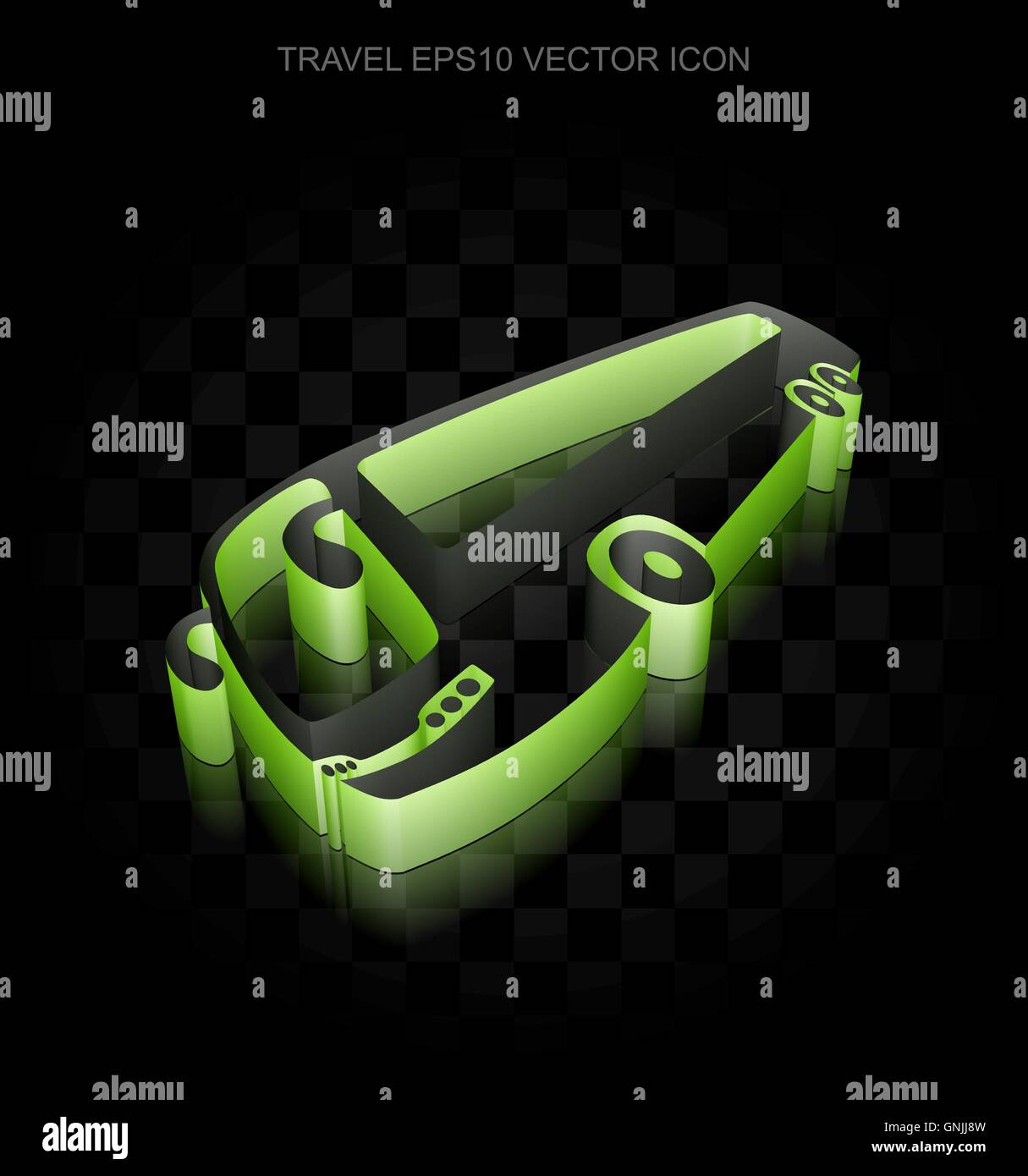 Travel icon: Green 3d Bus made of paper, transparent shadow, EPS 10 ...