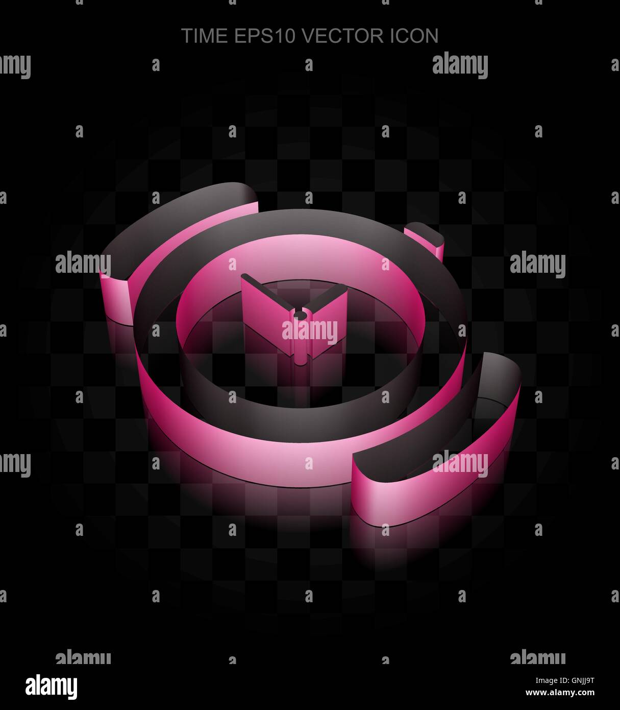 Time icon: Crimson 3d Hand Watch made of paper, transparent shadow, EPS ...