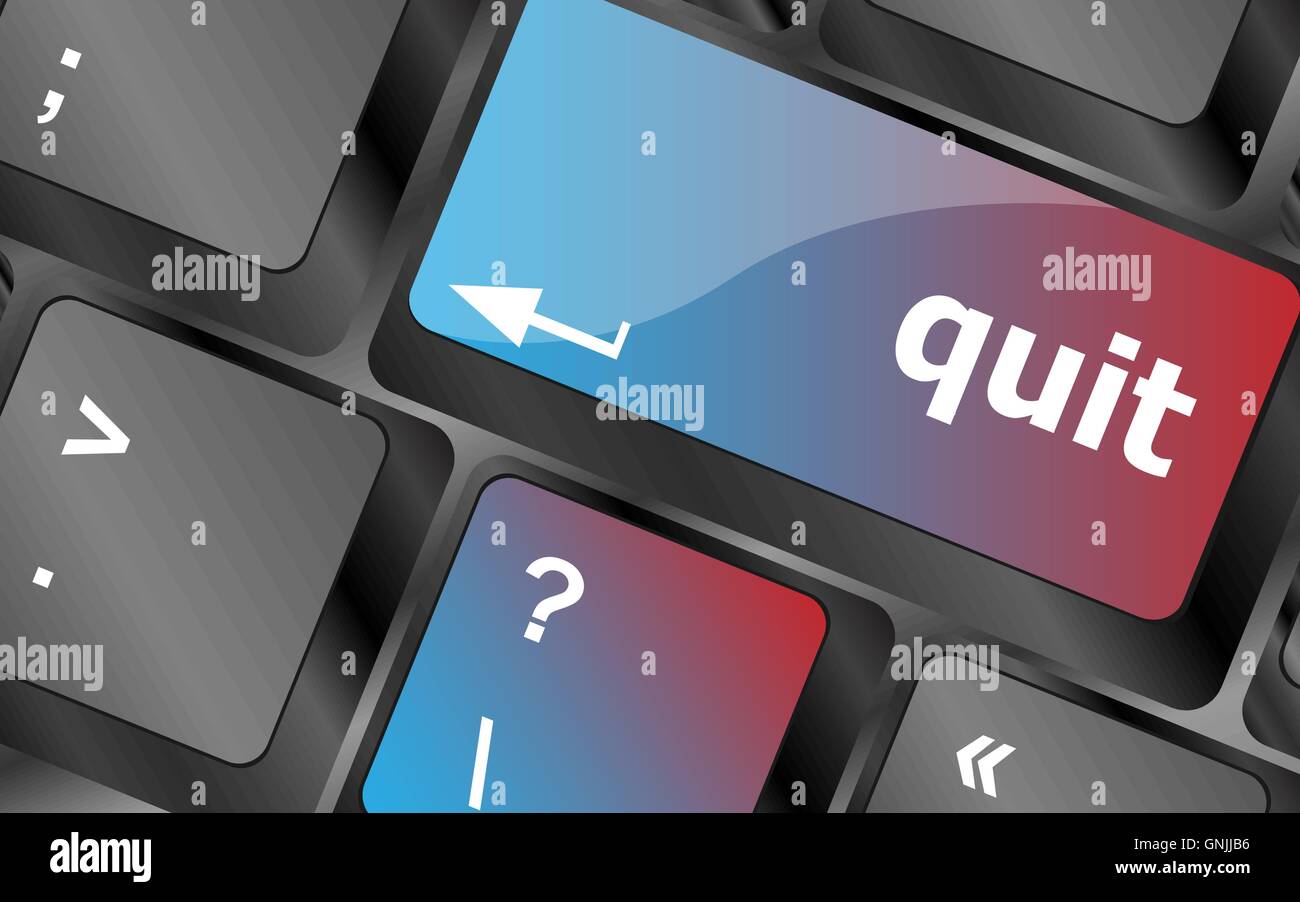 quit button on black internet computer keyboard . keyboard keys. vector ...