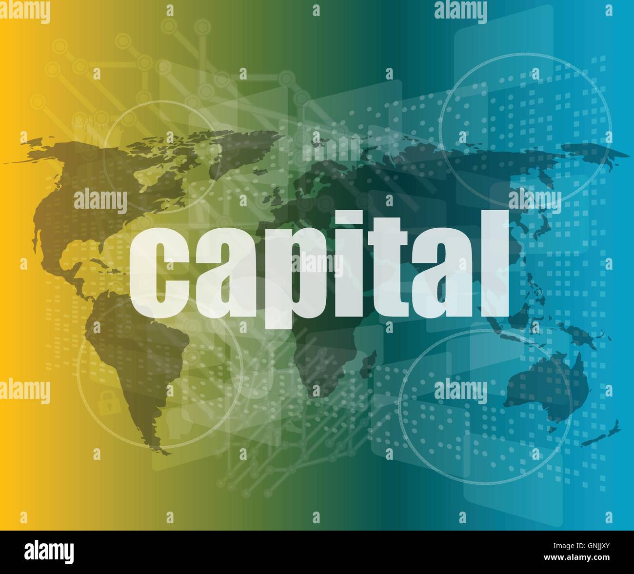 touch screen interface with capital word vector quotation marks with ...