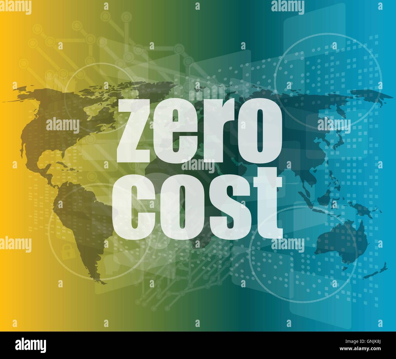 zero cost words on digital touch screen, business concept vector ...