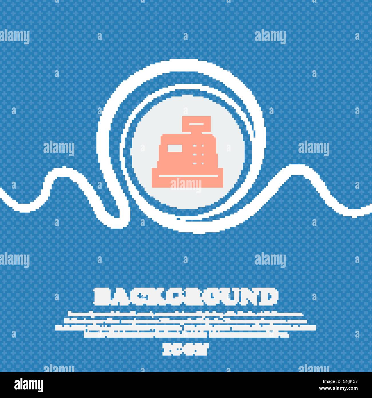 Cash register sign icon. Blue and white abstract background flecked ...