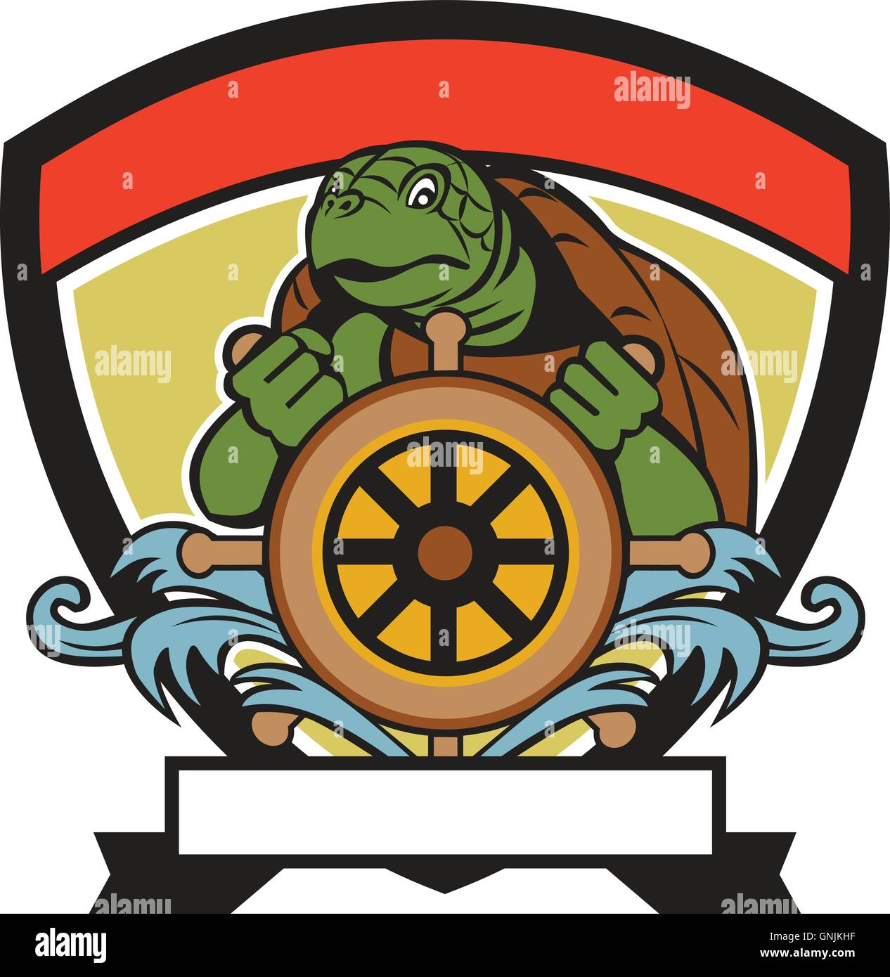 Ridley Turtle At Helm Crest Retro Stock Vector Image & Art - Alamy